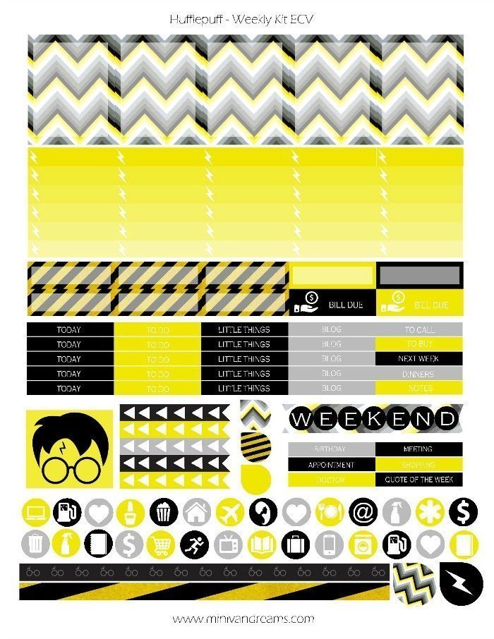 Free Printable Planner Stickers - Hufflepuff | Mini Van Dreams