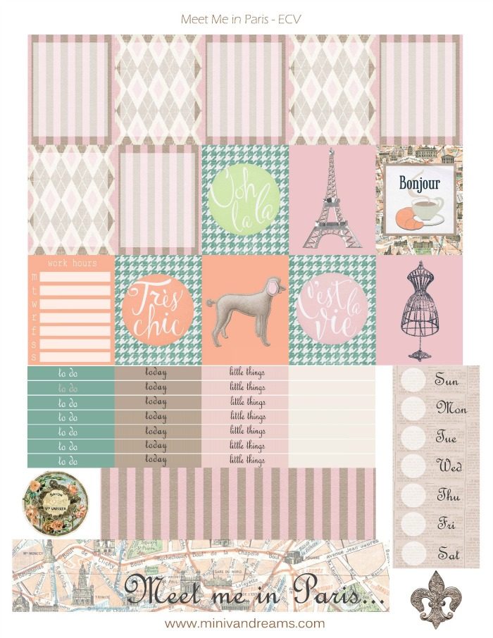 Free Printable Planner Stickers: Meet Me in Paris | Mini Van Dreams