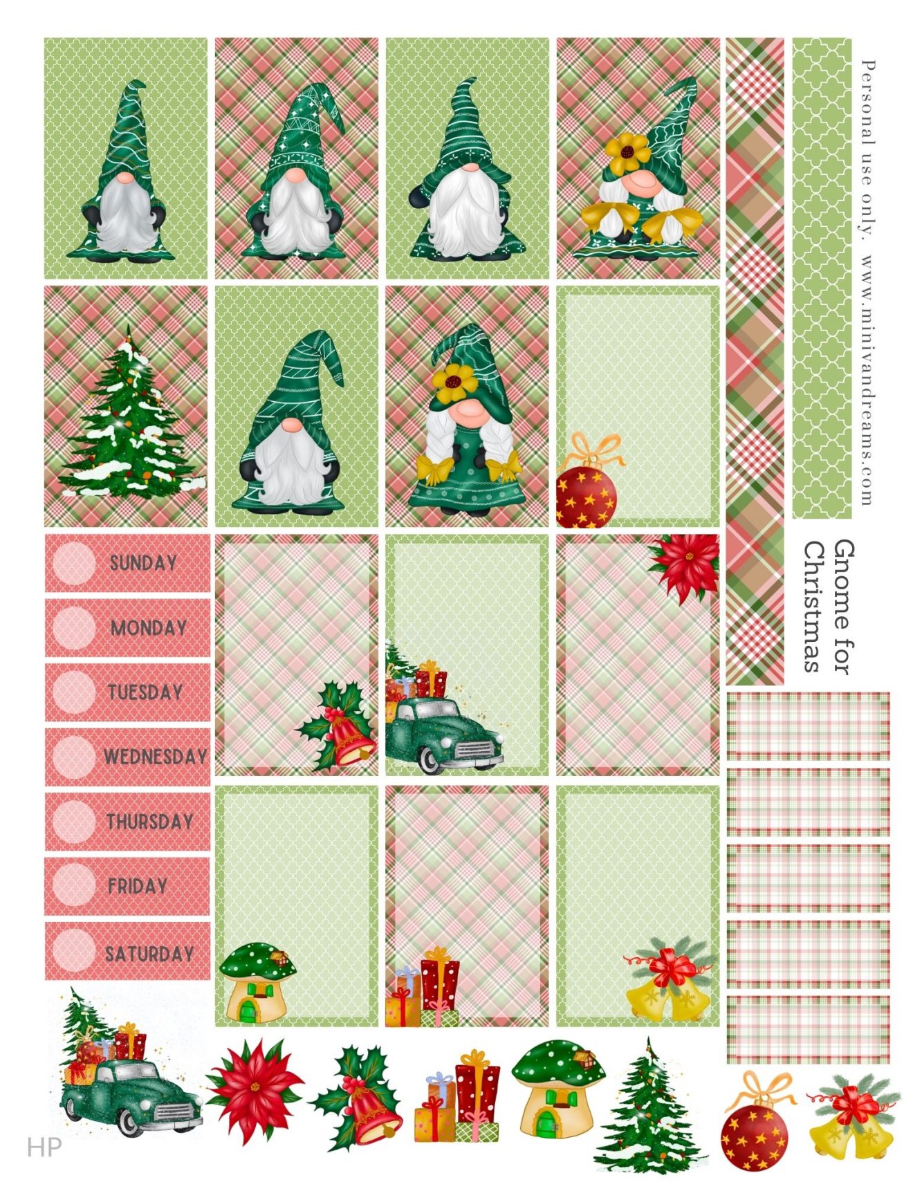 Christmas Gnomes Free Printable Planner Stickers | City Girl, Farm Life