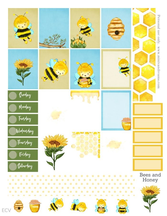 Bees and Honey Free Printable Planner Stickers | City Girl, Farm Life