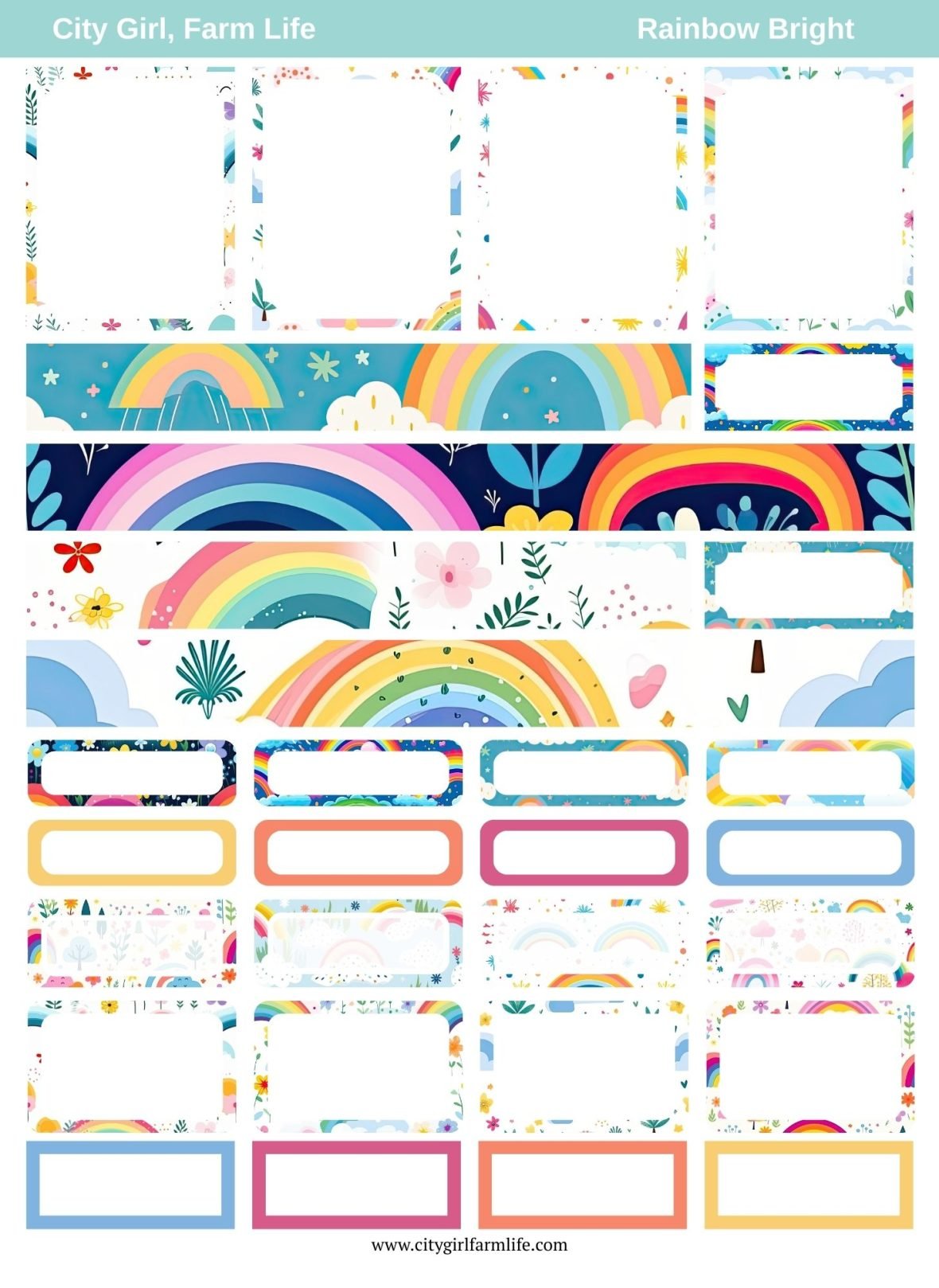 Rainbow Planner Stickers | City Girl, Farm Life