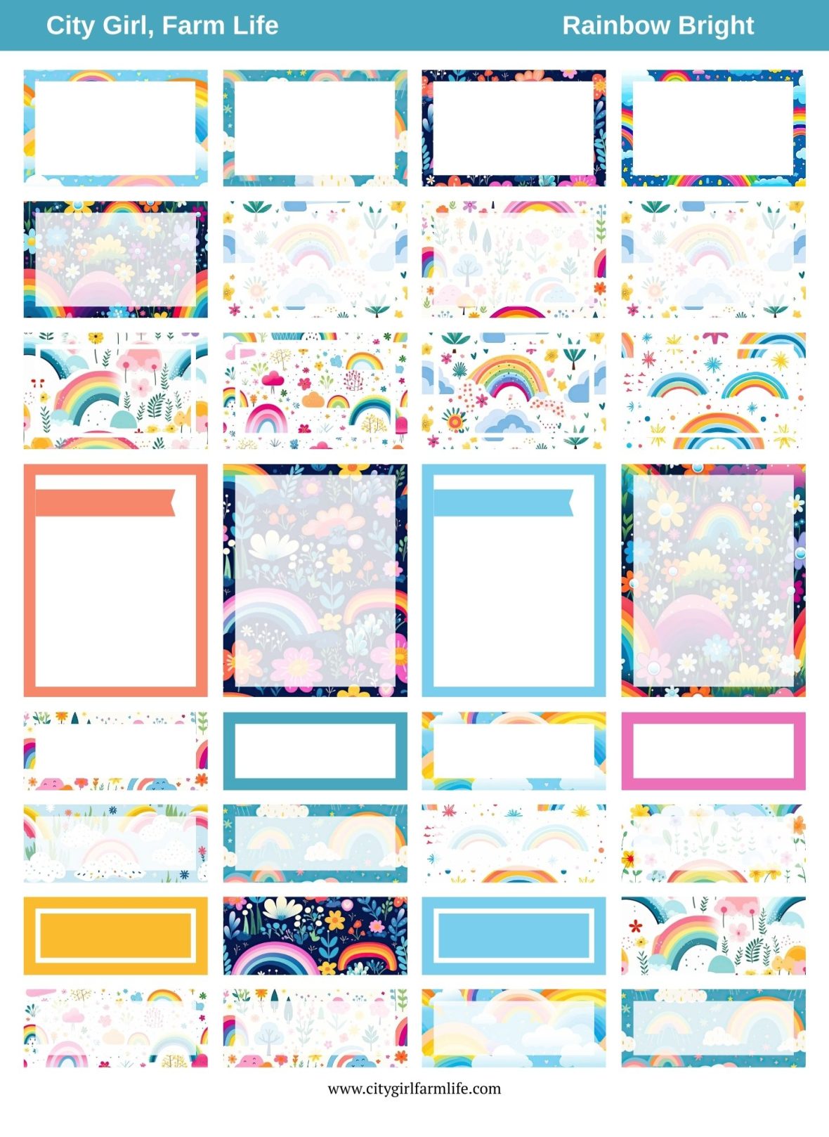 Rainbow Planner Stickers | City Girl, Farm Life